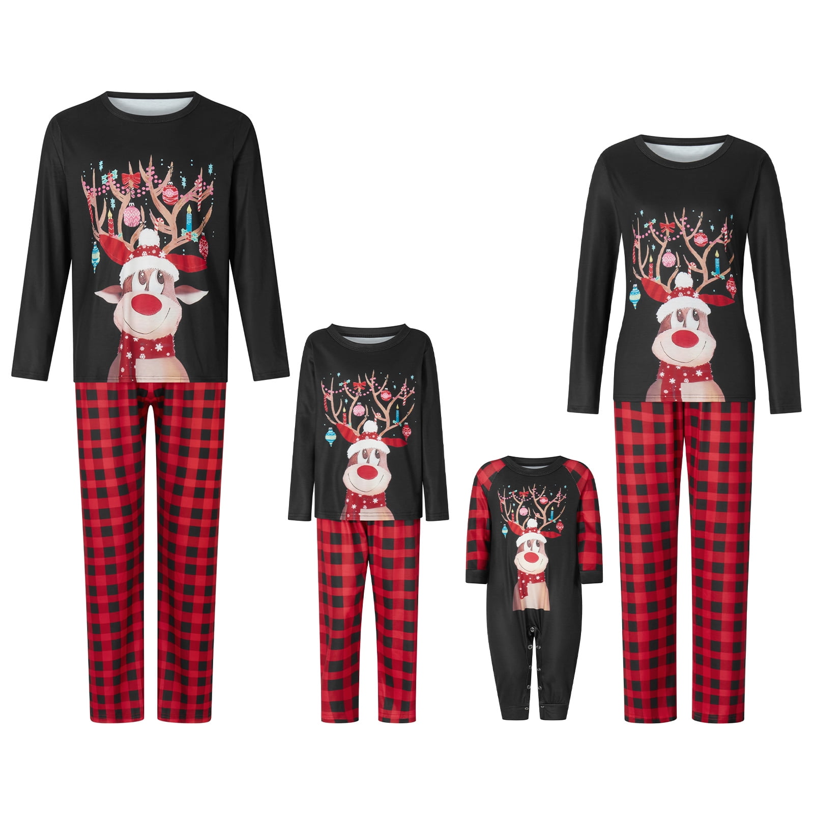 Meihuid Christmas Family Matching Pajamas Set Cute Santa Print Tops and ...
