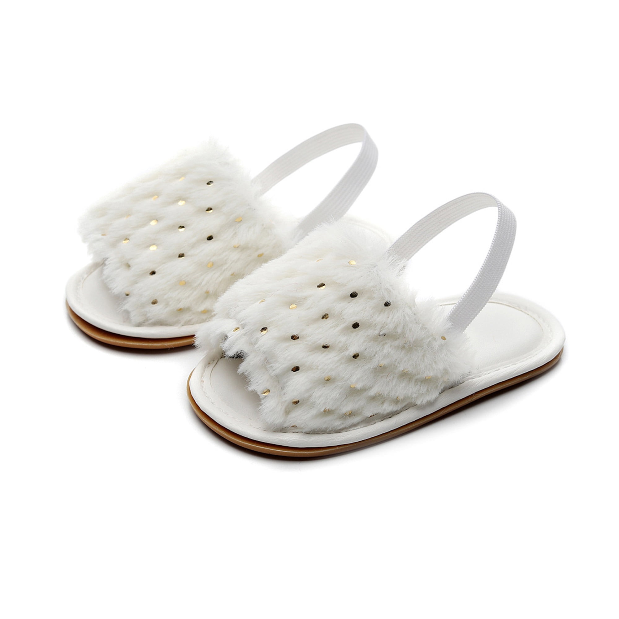 Meihuid Cute Baby Girls Plush Sandals with Gold Dot Design for Summer ...