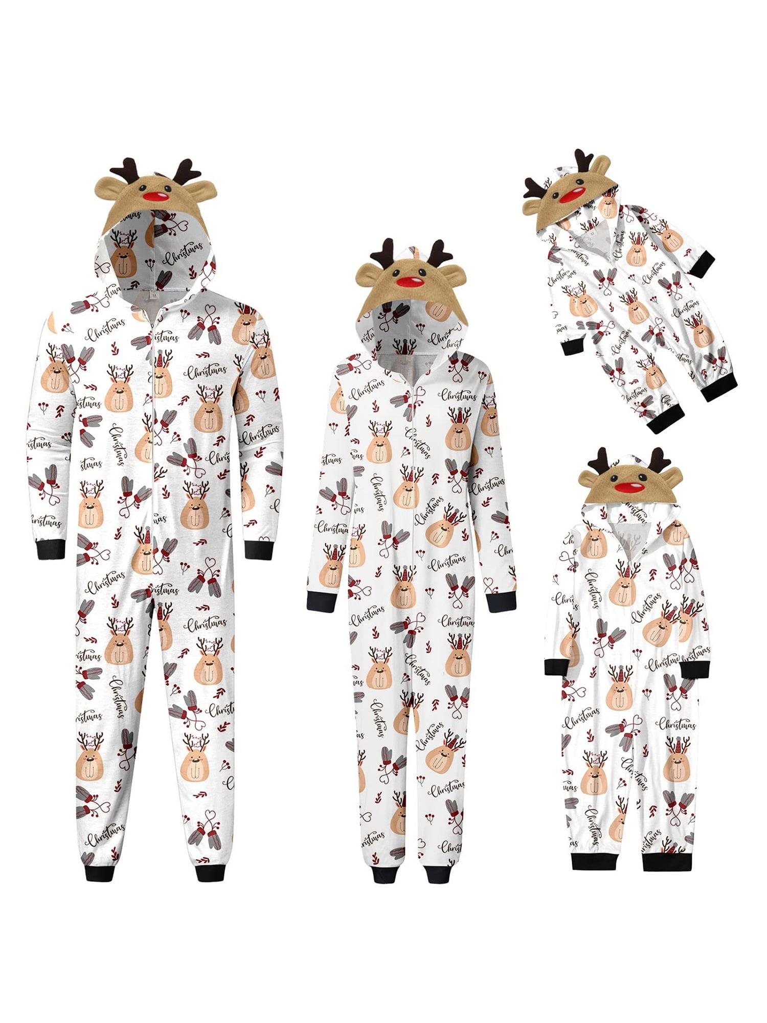 Meihuid Matching Family Christmas Pajamas Set Hoodie Pajamas Reindeer ...