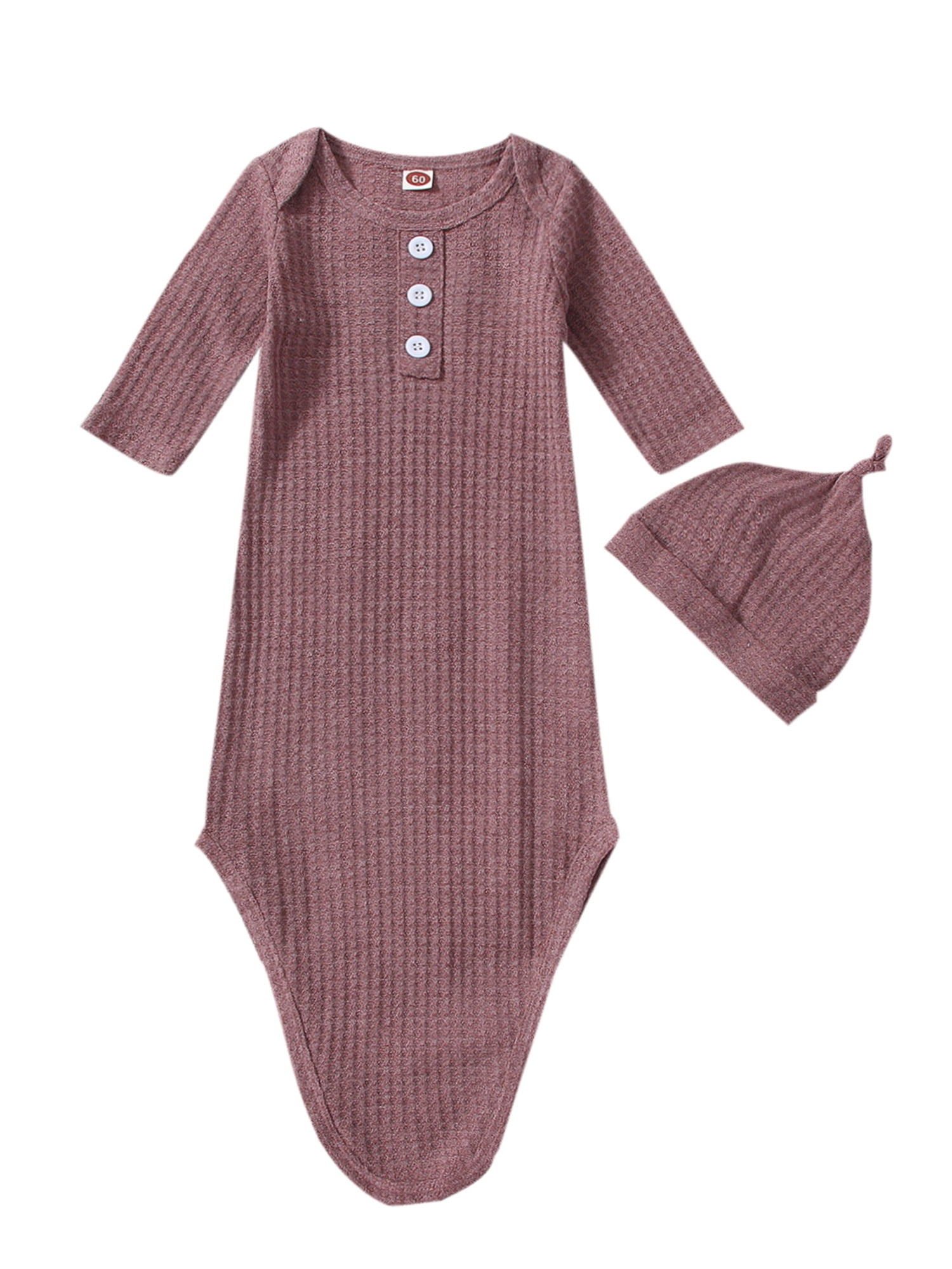 Meihuid Newborn Baby Knit Sleeper Gown Cotton Nightgown Soft Sleepwear ...