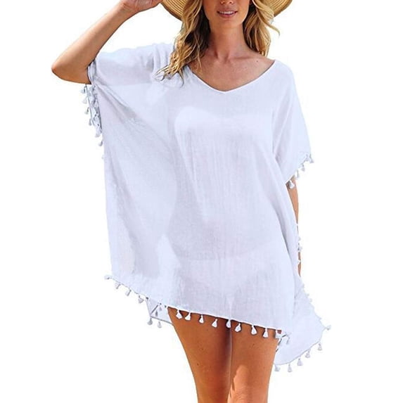 Women's Summer Beachwear Cover Up, Chiffon Tassel Swimwear Bikini Dress ...