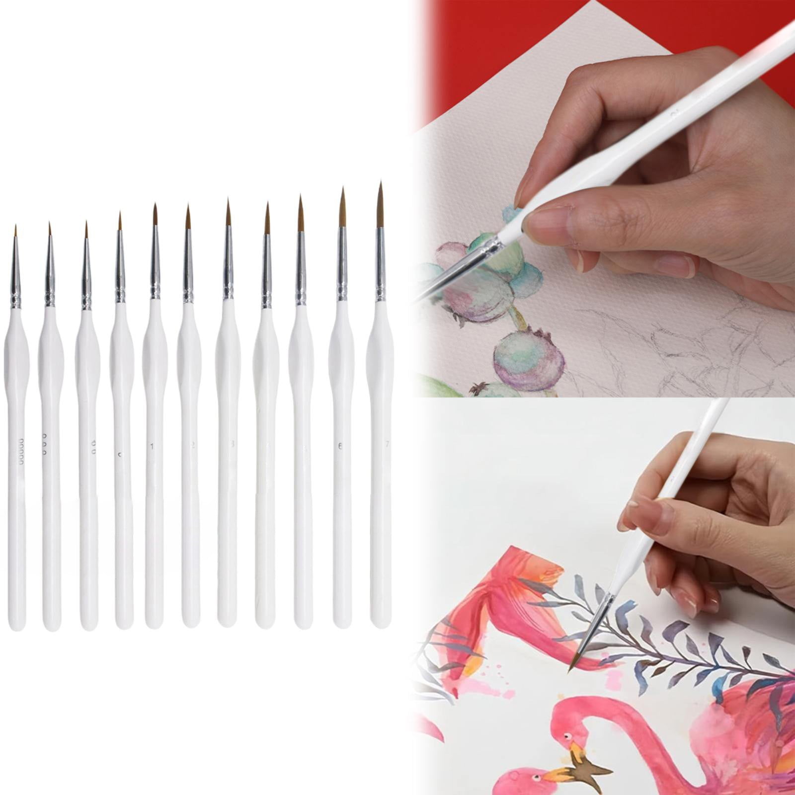 Meiiso 11-Pack Miniature Detail Paint Brushes, Natural Wood Handle ...