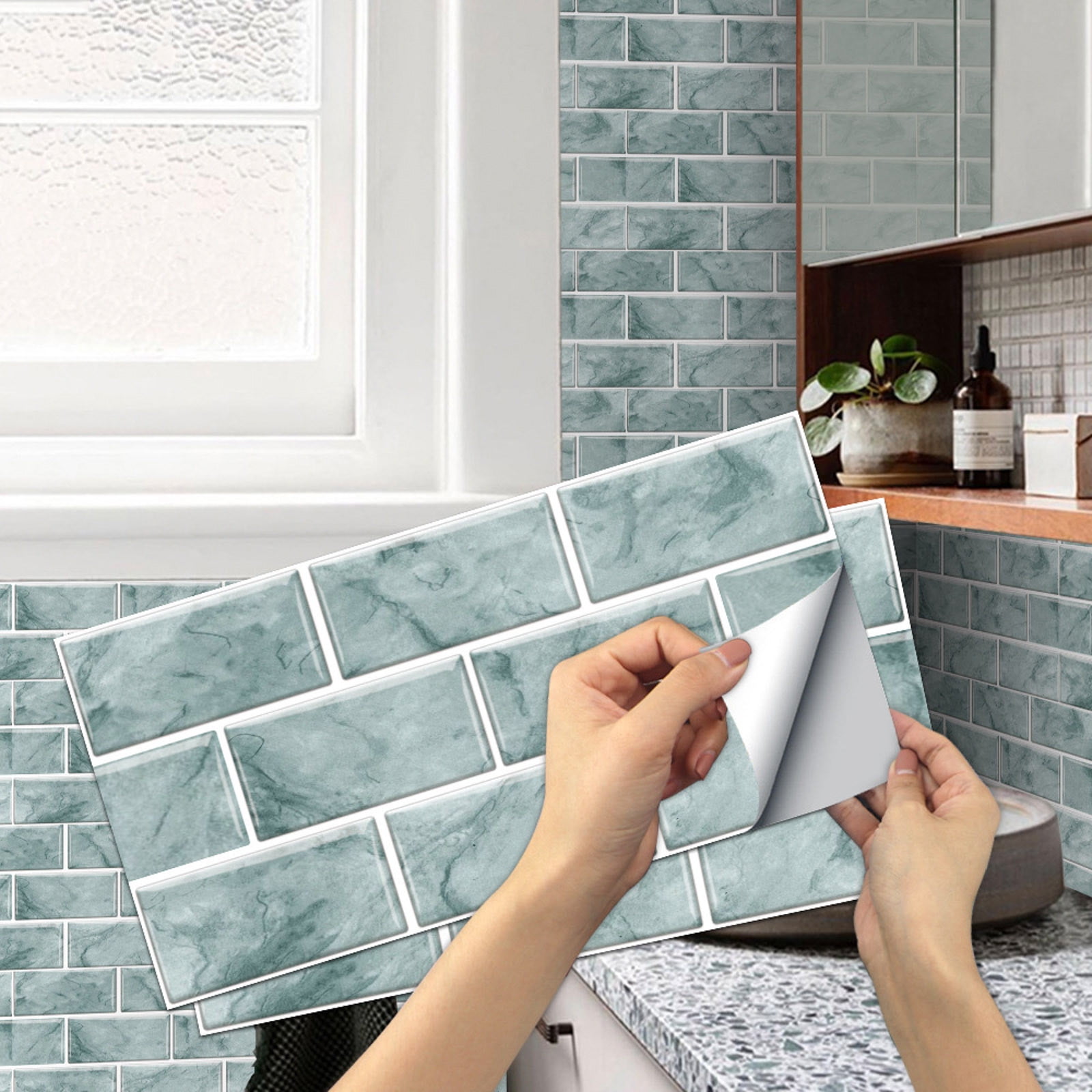 Meiiso 15X30Cm 6Pc Imitation Wall Tile Stickers Fg10, Imitation Wall ...