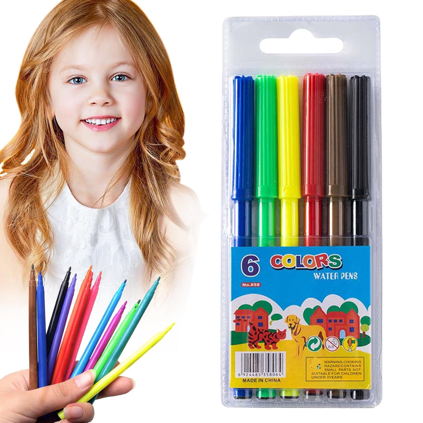 Meiiso 6-Color Watercolor Pen Set, kíd's Fine Tip Coloring Markers, Tip ...