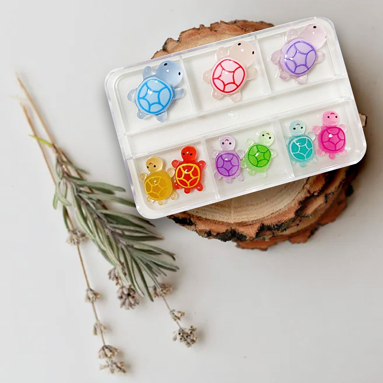 Meiiso 6-Grid Box Luminous Turtle Cartoon Accessories Mini Ornaments ...