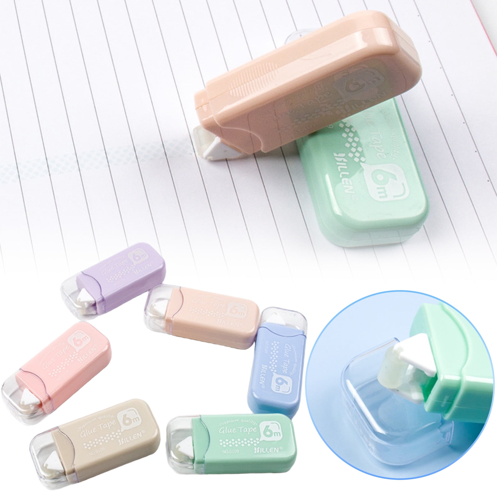 Meiiso 6Pcs Double-Sided Tape Roller Set 5Ml for Scrapbooking and ...