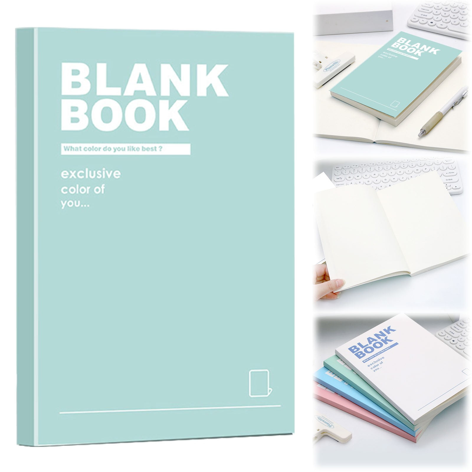 Meiiso A5 Blank Page Notebook, Student Writing Journal, 80G A5 Blank ...