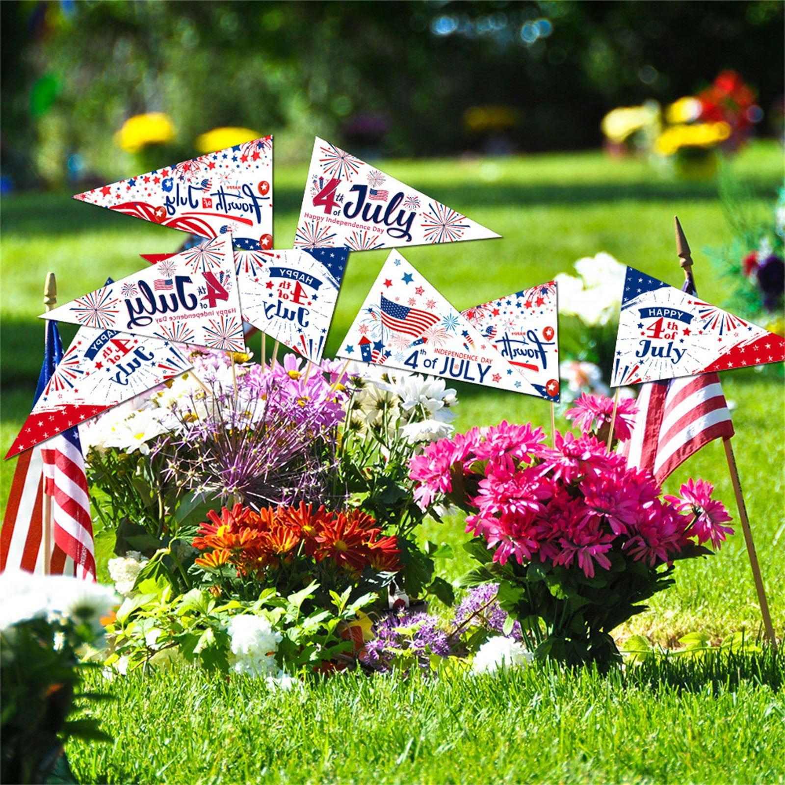 Meiiso American Independence Day Vase Decoration Triangle Flag Rose Red ...