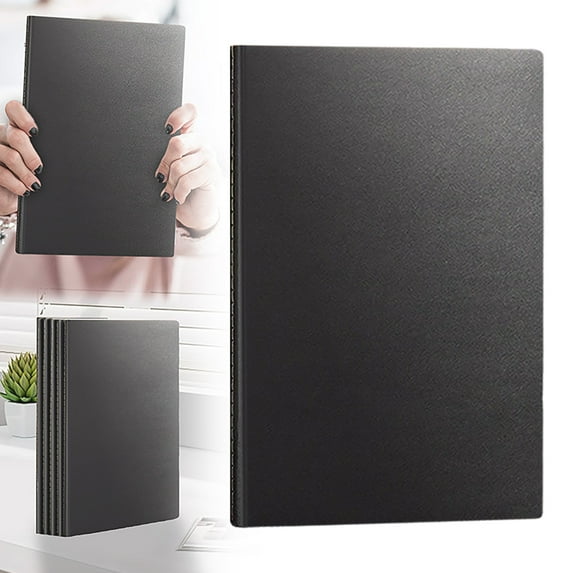 Meiiso Black Leather Notebook B5 Thickened Horizontal Line Grid ...