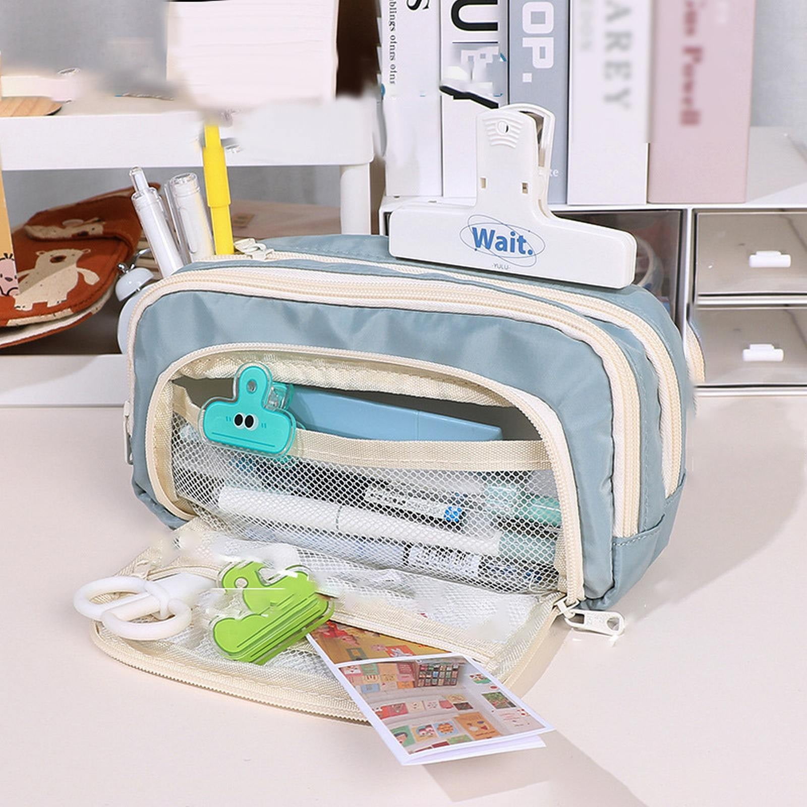 Meiiso Blue 3 Compartment Big Capacity Pencil Case - Simple Aesthetic ...