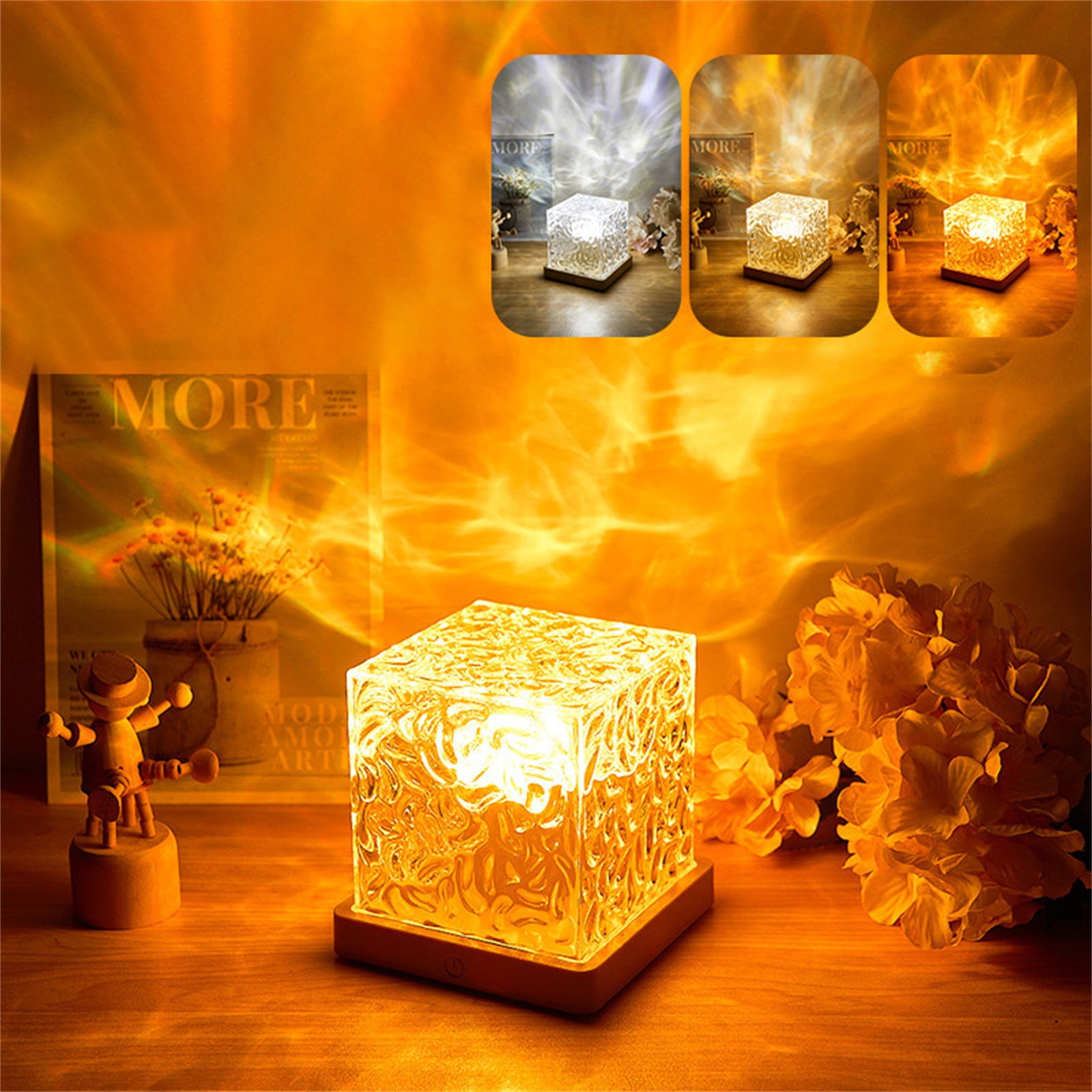 Meiiso Discounted Stock! Flame Water Pattern Lamp Square Module Crystal ...