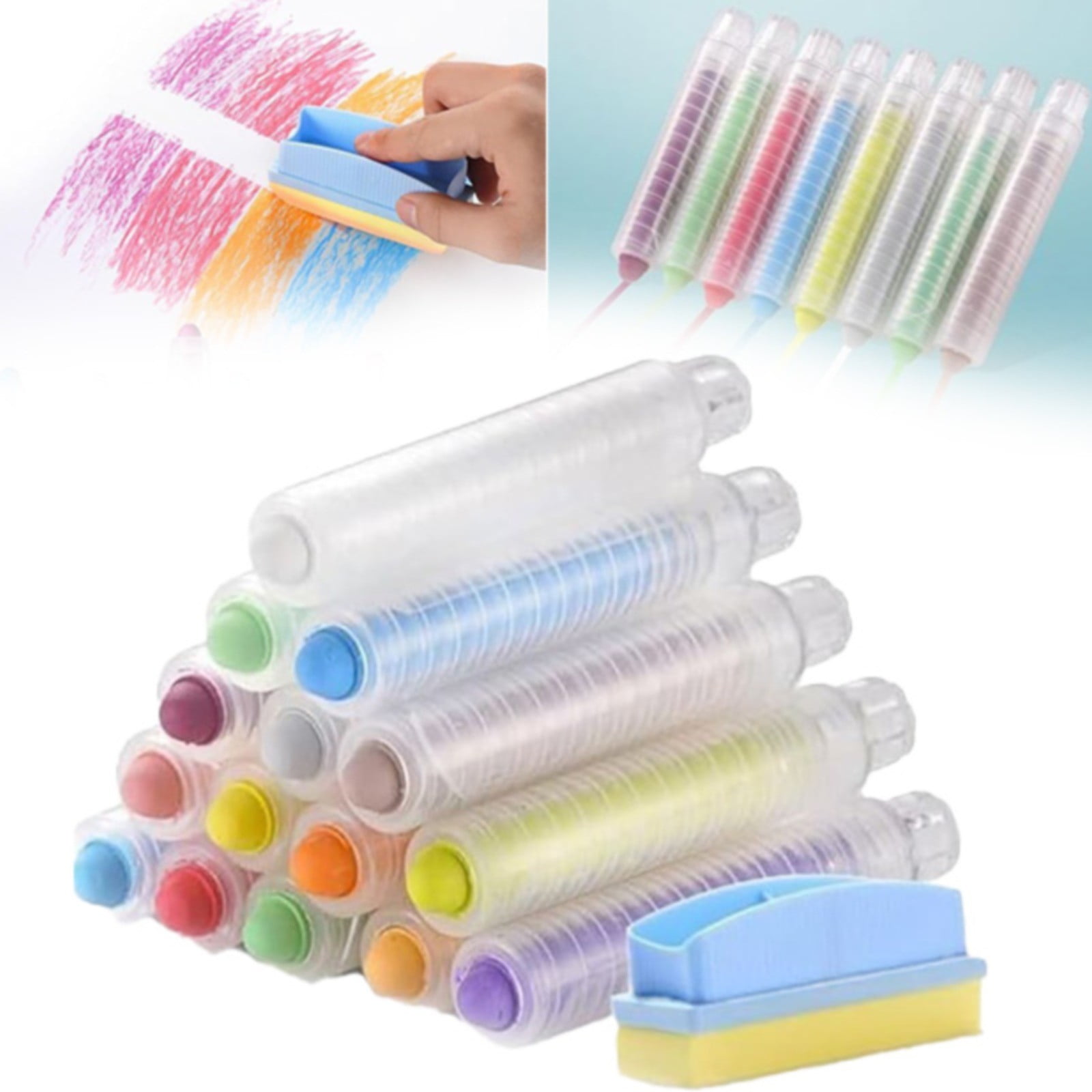 Meiiso Dustless Chalk Set with Blackboard Eraser, Water Soluble for ...
