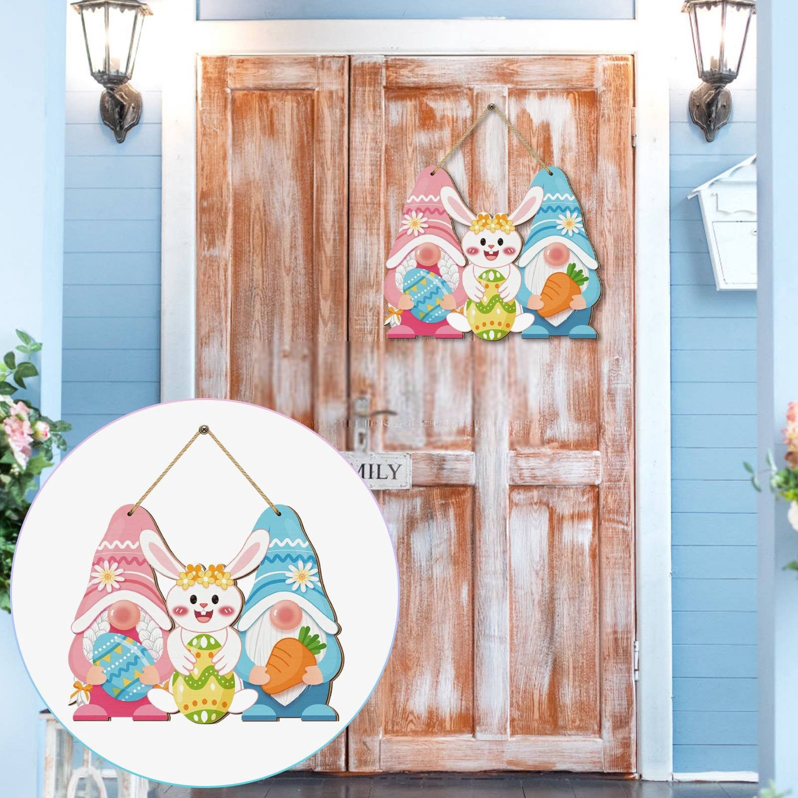 Meiiso Easter Bunny Dwarf Carrot Egg Wooden Sign Creative Decoration ...