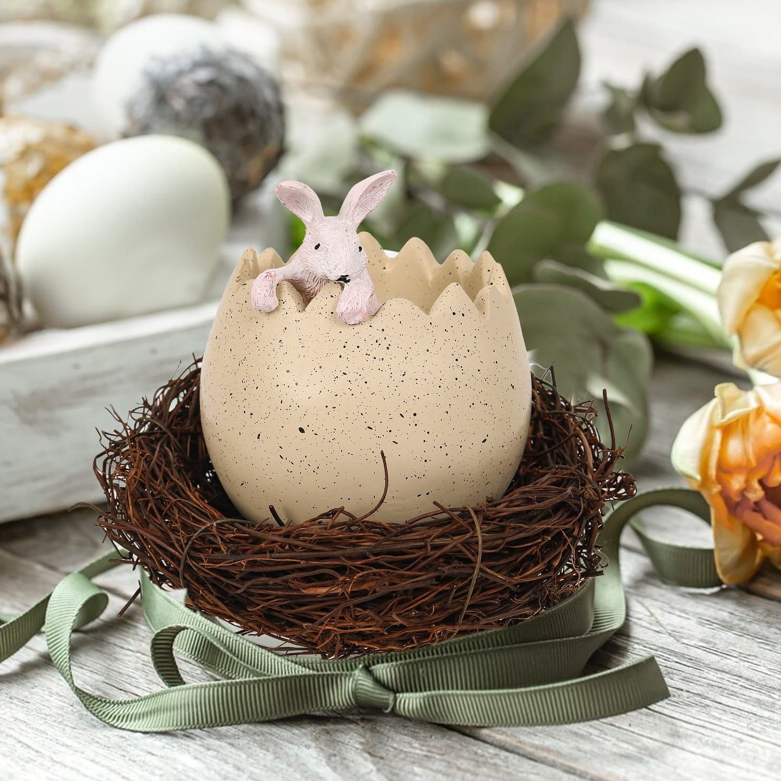 Meiiso Easter Bunny Shell Resin D, Resin Easter Bunnies Planter Intricate Design Suitable for ...