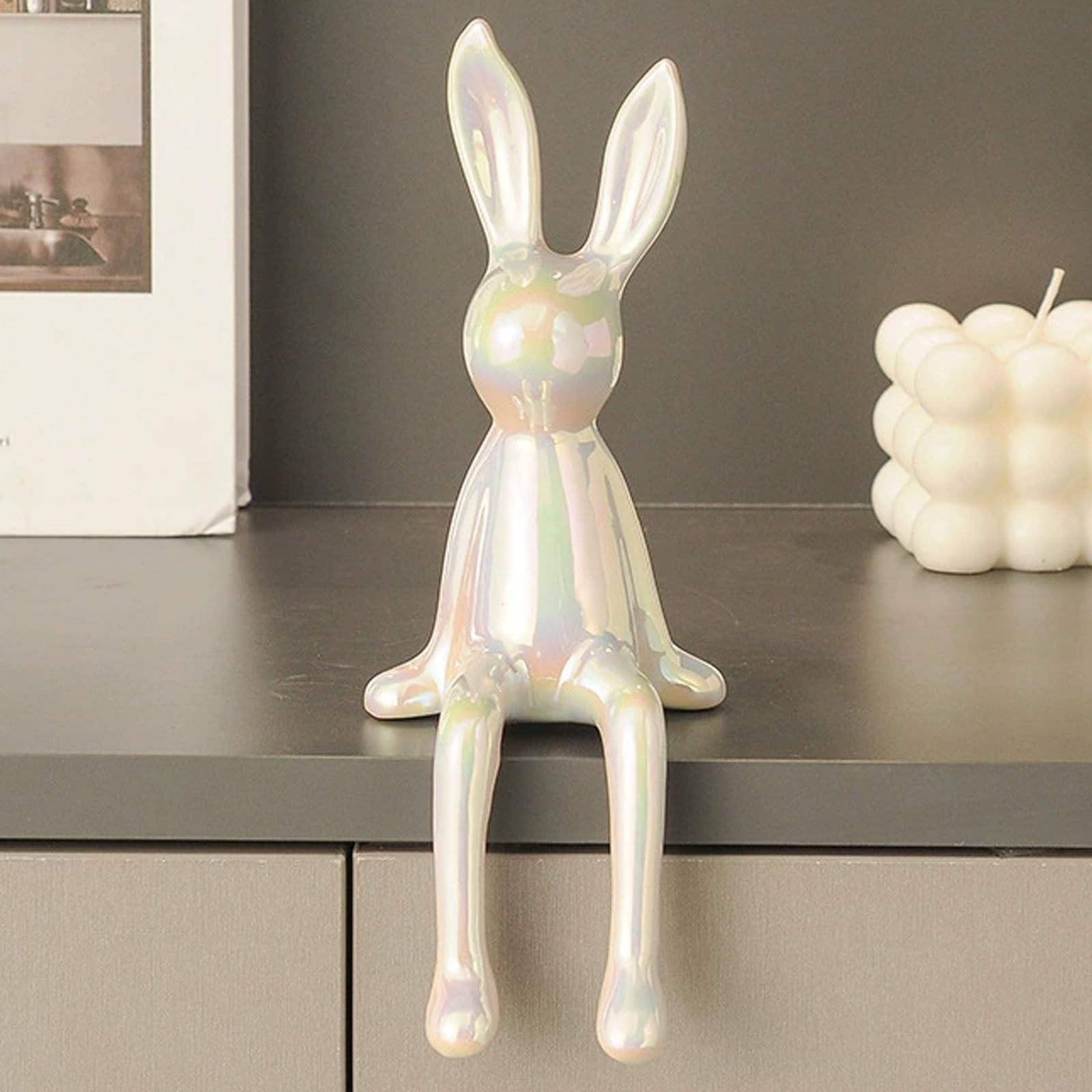 Meiiso Easter Bunny Statue (White), Brass Sitting Bunny Sitting Bunny ...
