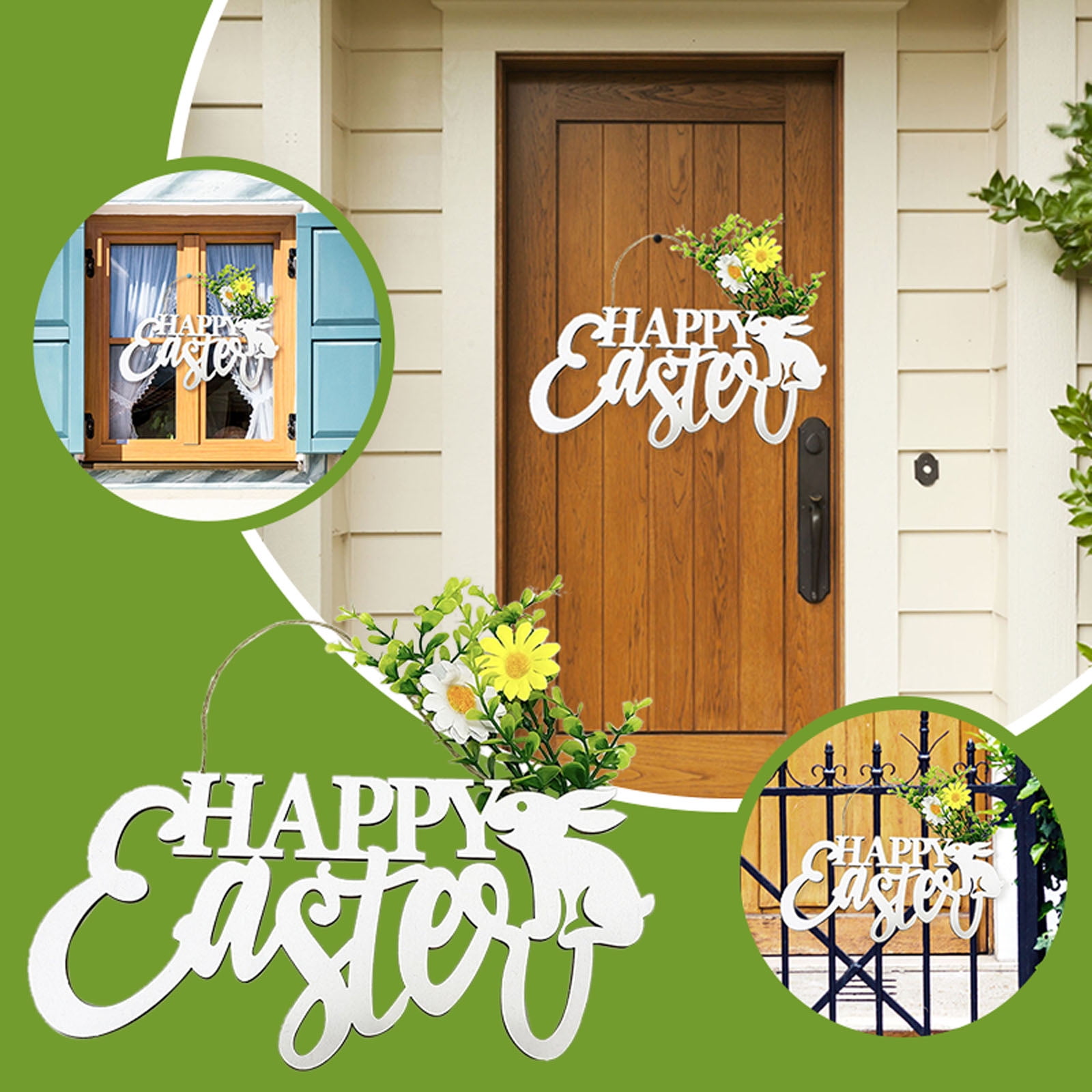 Meiiso Easter Doorplate,Cute Bunny Easter Themed Wooden Sign For Gate ...
