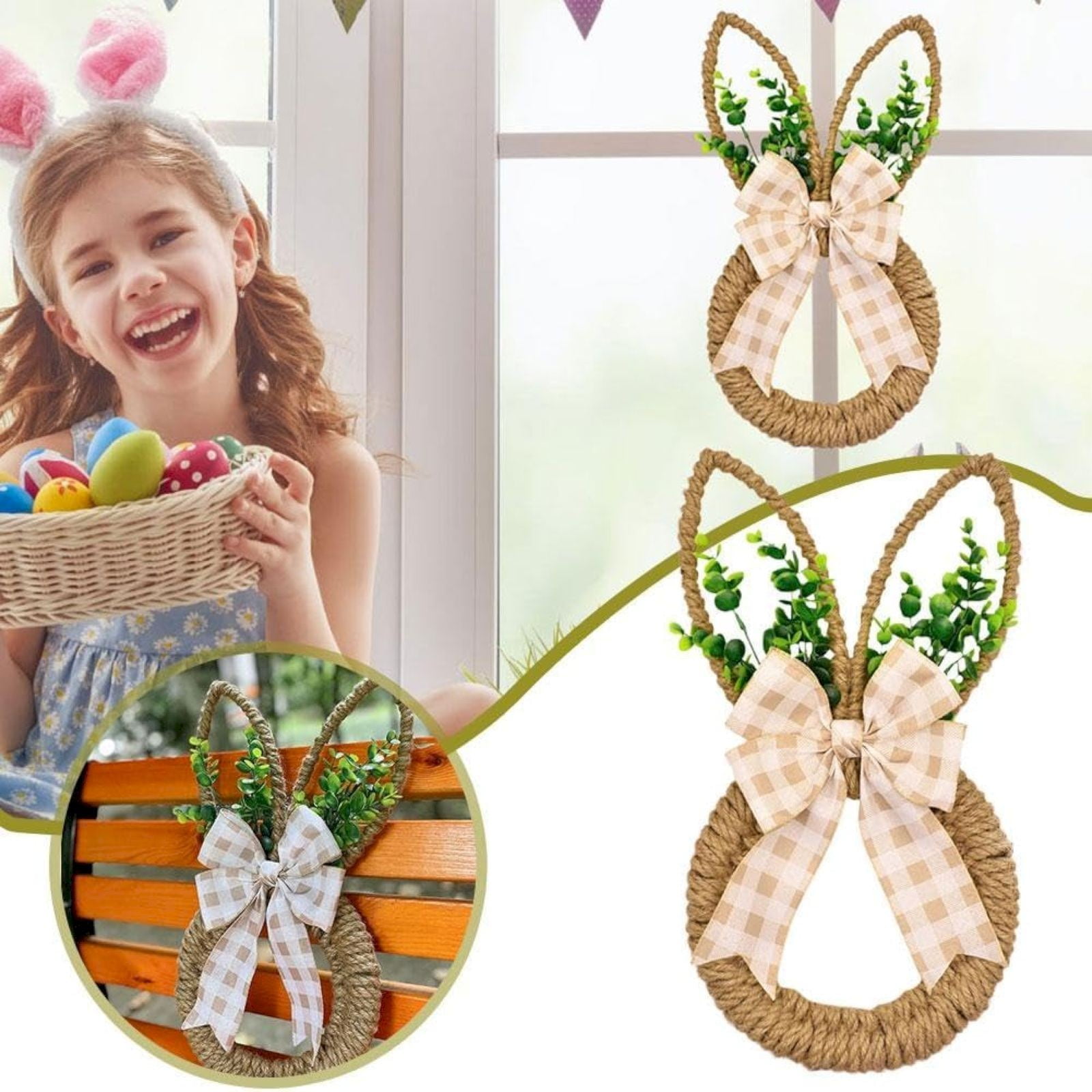 Meiiso Easter Wreath Clearance, 45*25Cm Easter Wreaths For Front Door ...