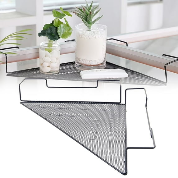 Meiiso Floating Corner Shelf Wire Desk Storage Rack Black - Walmart.com