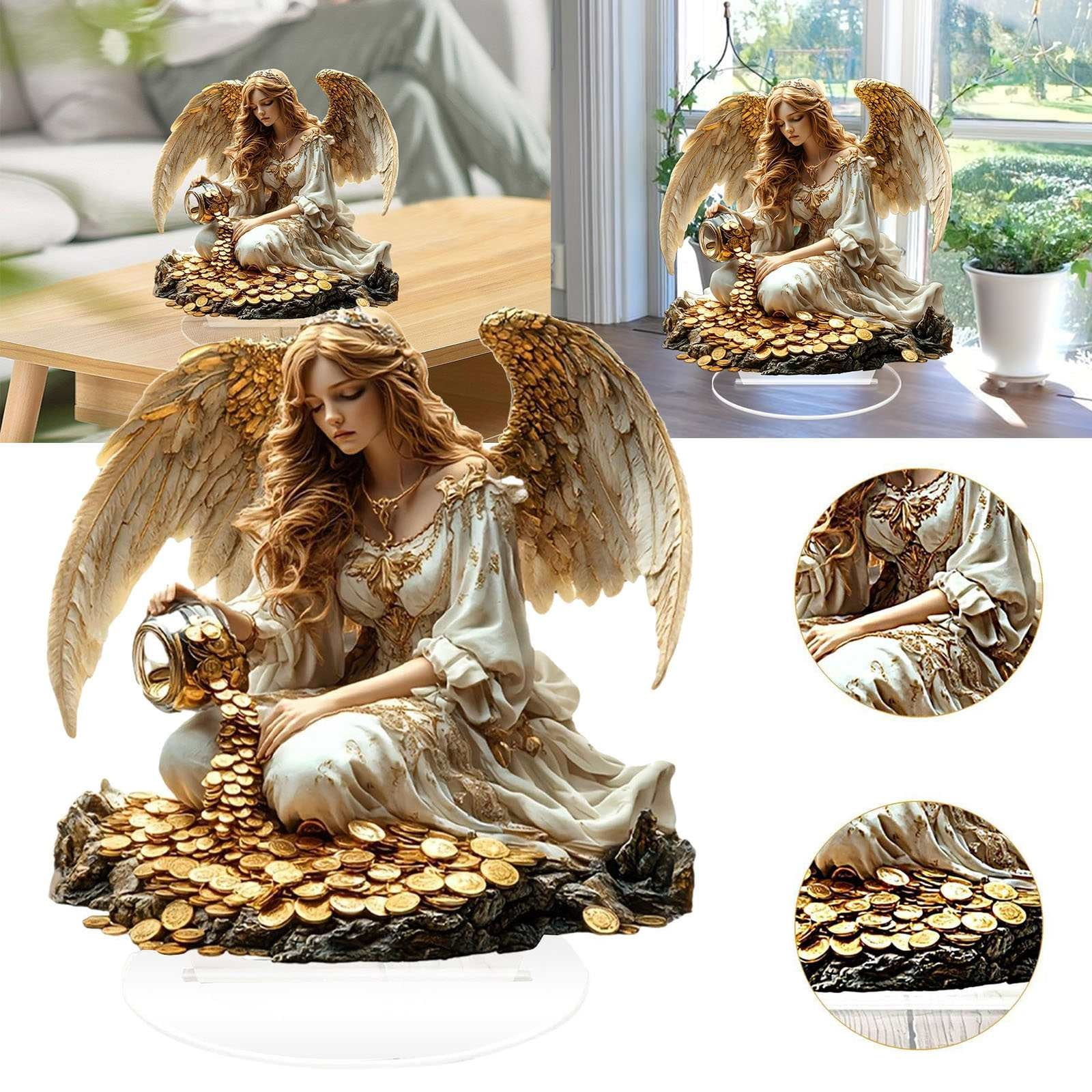 Meiiso Girl Fortune Angel Statue Tray Desktop Decoration Ornaments ...