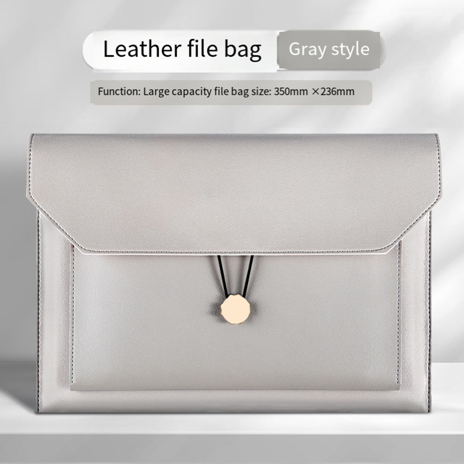 Meiiso Gray PU Leather A4 Document Bag - Button Closure Business ...