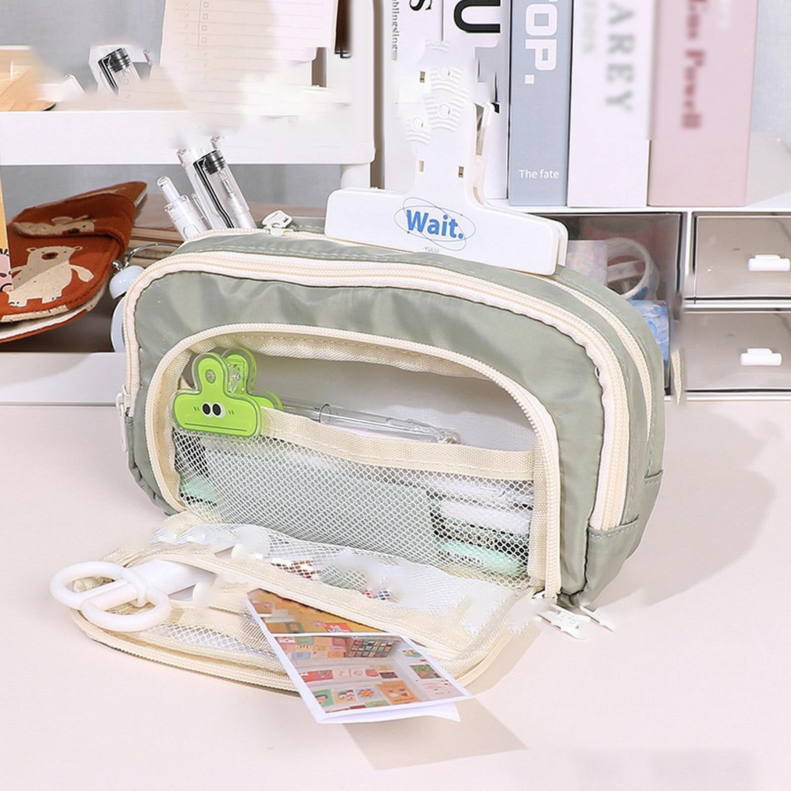 Meiiso Green 3 Compartment Big Capacity Pencil Case - Simple Aesthetic ...