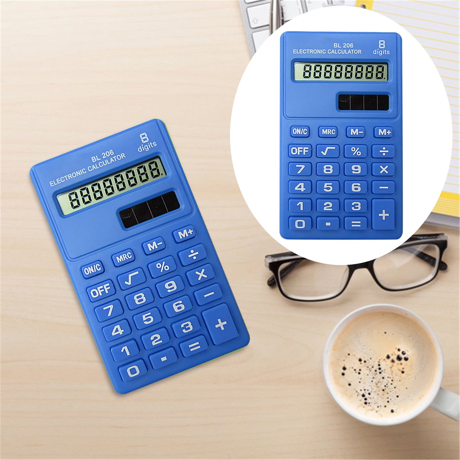 Meiiso Light Blue Pocket Calculator, 8-Digit Desktop sch l Tool, Calculator Pocket Sized Basic ...