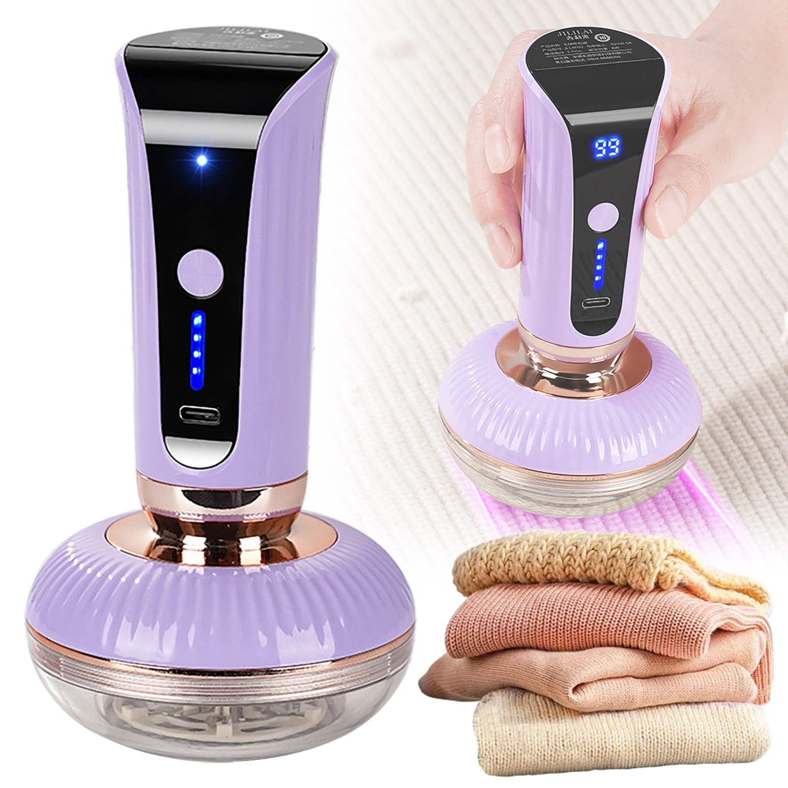 Meiiso Lilac Rechargeable Fabric Shaver Lint Remover for Clothing ...