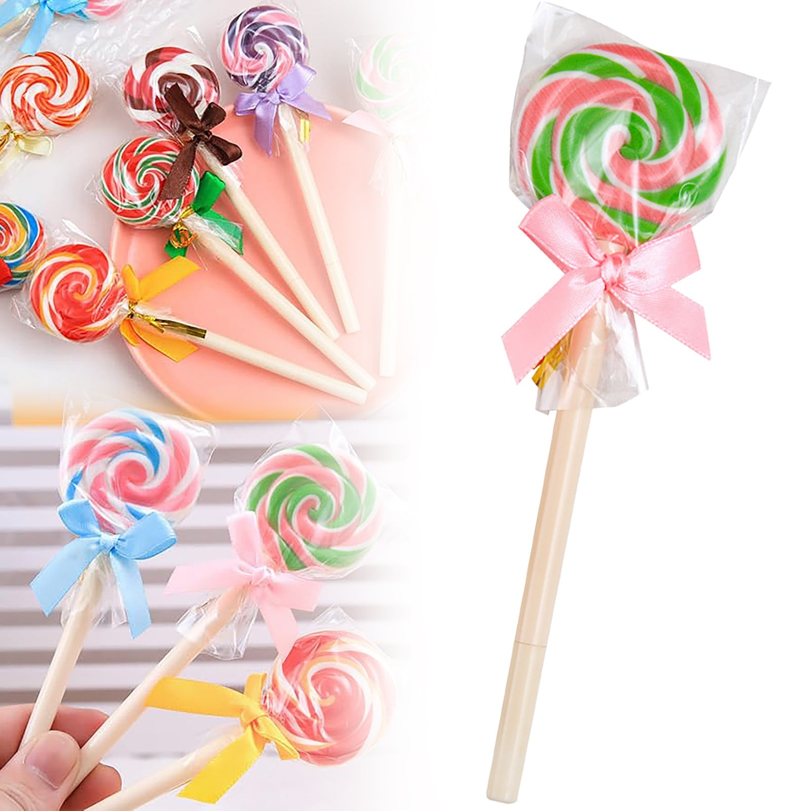 Meiiso Lollipop Shaped Ballpoint Pen Set, 0.7Mm Rainbow Lollipop ...