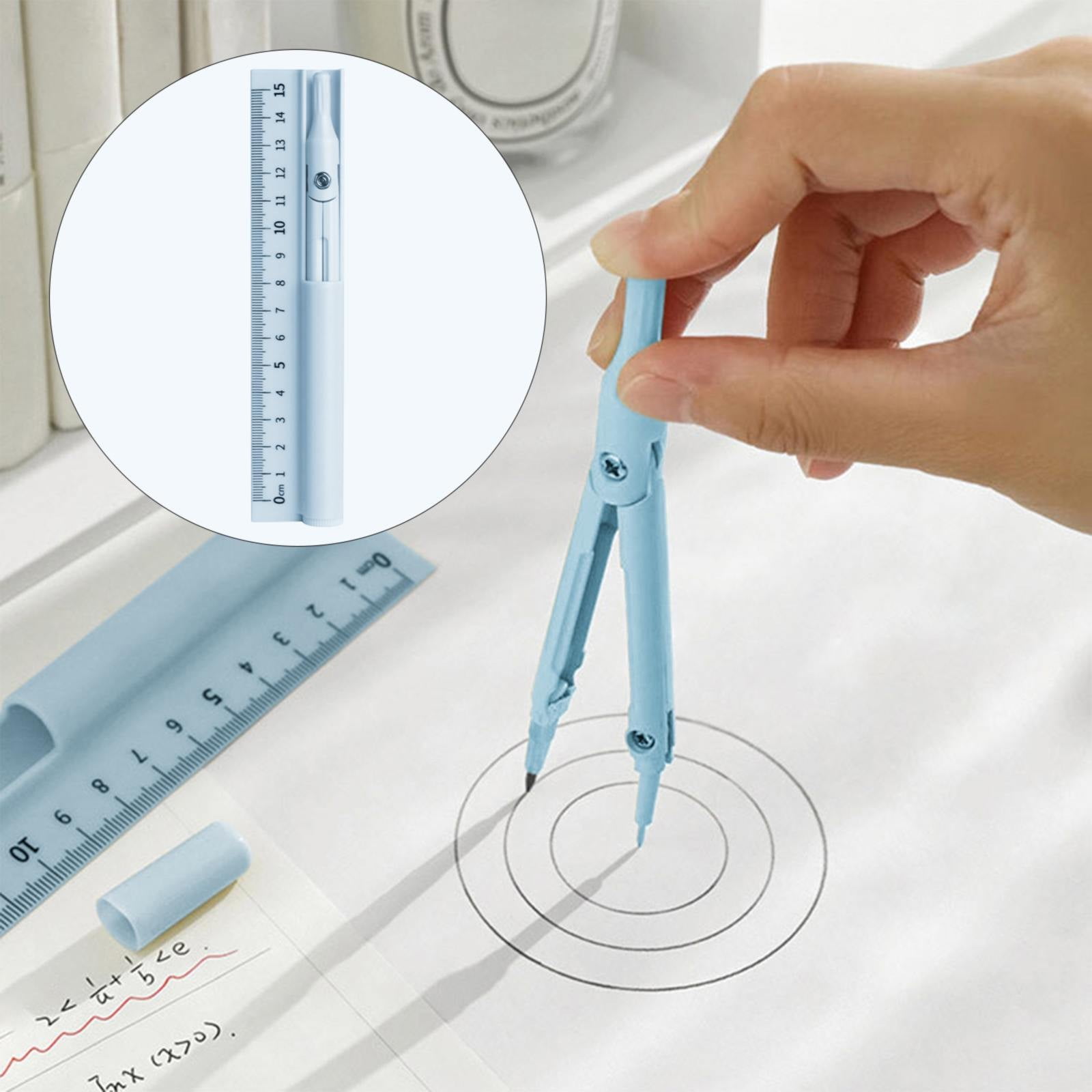 Meiiso Multi Function Geometry Ruler, Indigo Blue, 15cm, Math Tool ...