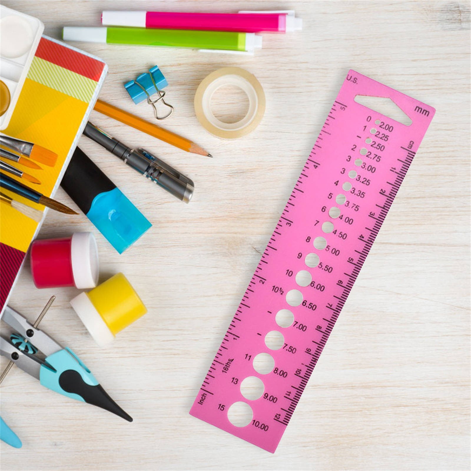 Meiiso Plastic Braiding Ruler, Type B, Plastic Knitting Needle Gauge ...