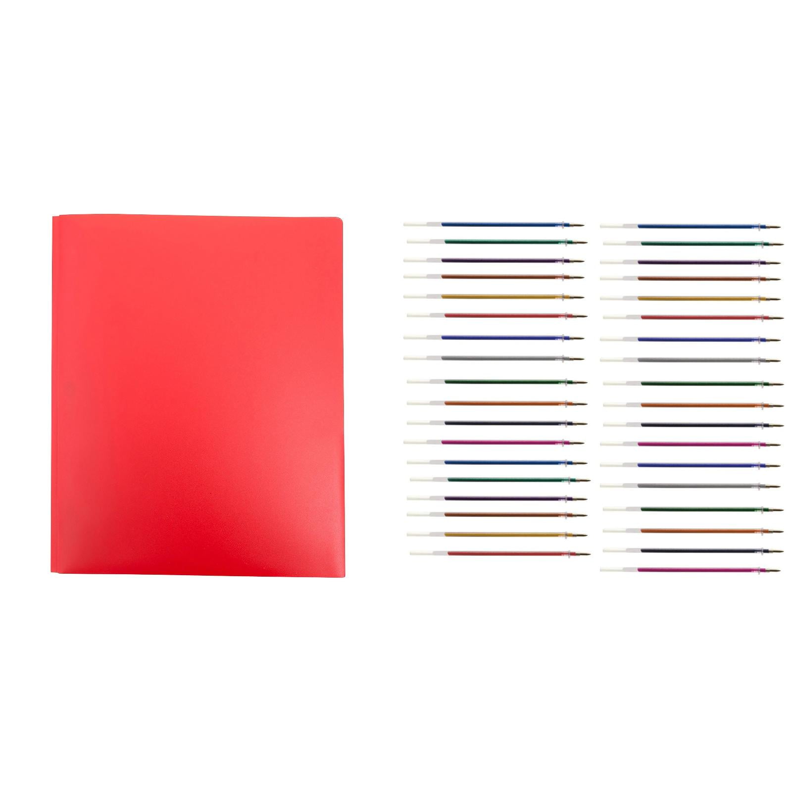 Meiiso Red A4 Prong Plastic Folder with Pockets - Heavy Duty Fastener ...