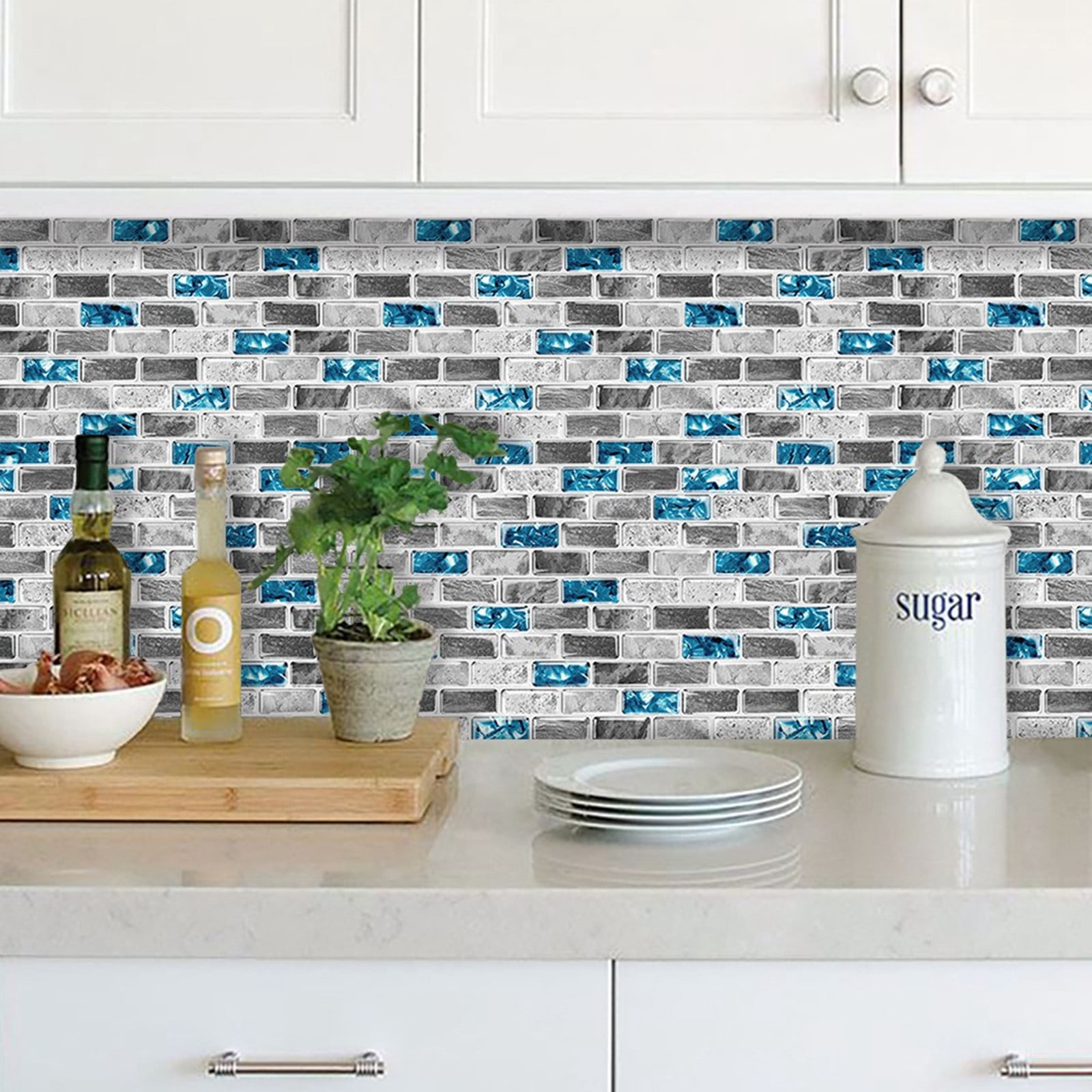 Meiiso Self-Adhesive 3D Marble Tile Wallpaper, Wall Sticker Abs 3D ...