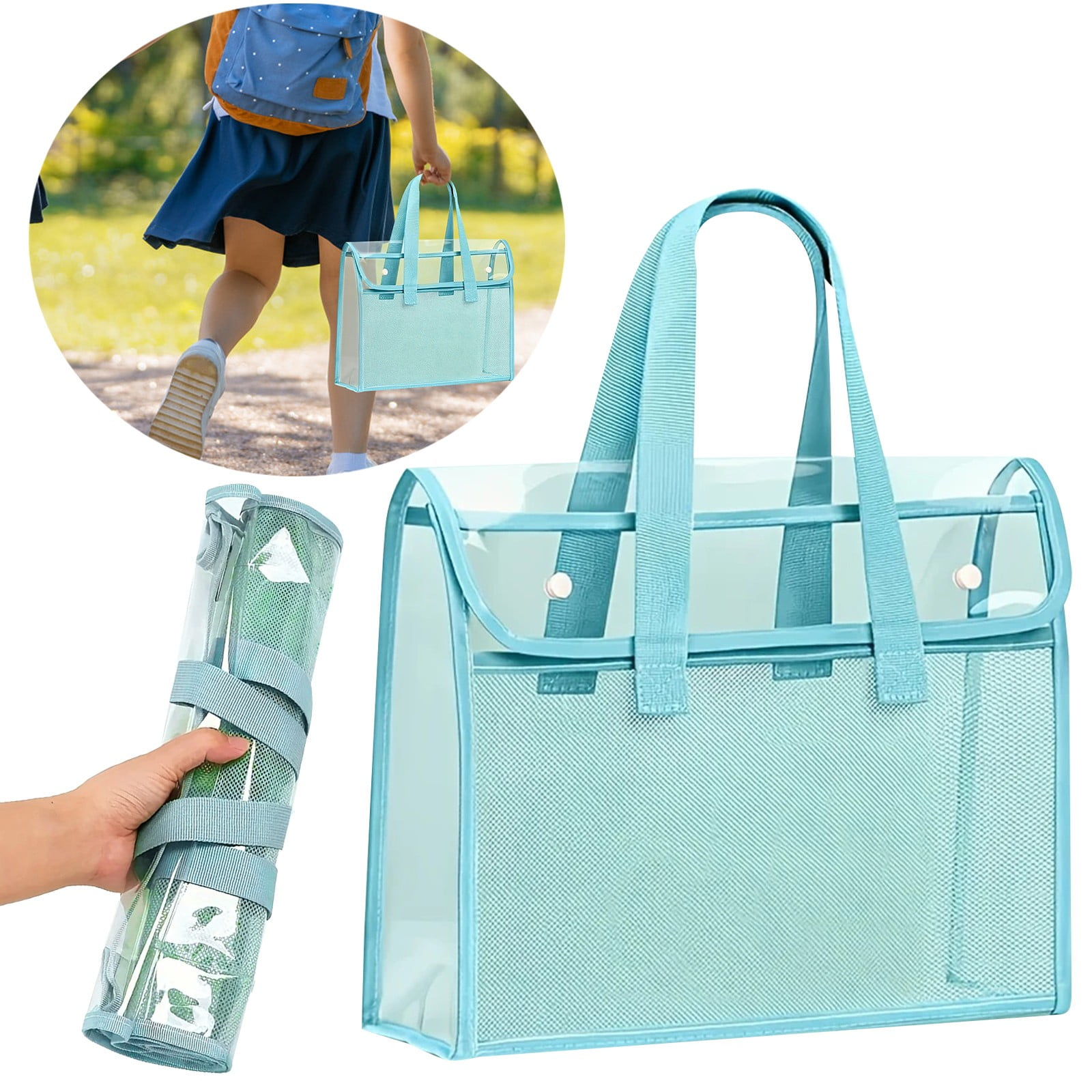 Meiiso Sky Blue Large Capacity File Storage Bag, 2025 Book Bag Large ...