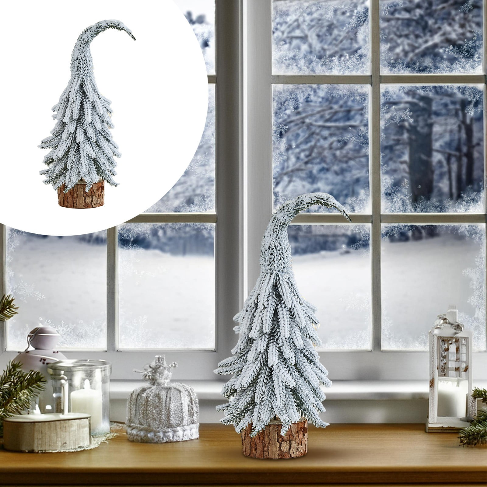 Meiiso Tabletop Christmas Tree Set (Flocked Artificial Trees, Winter ...