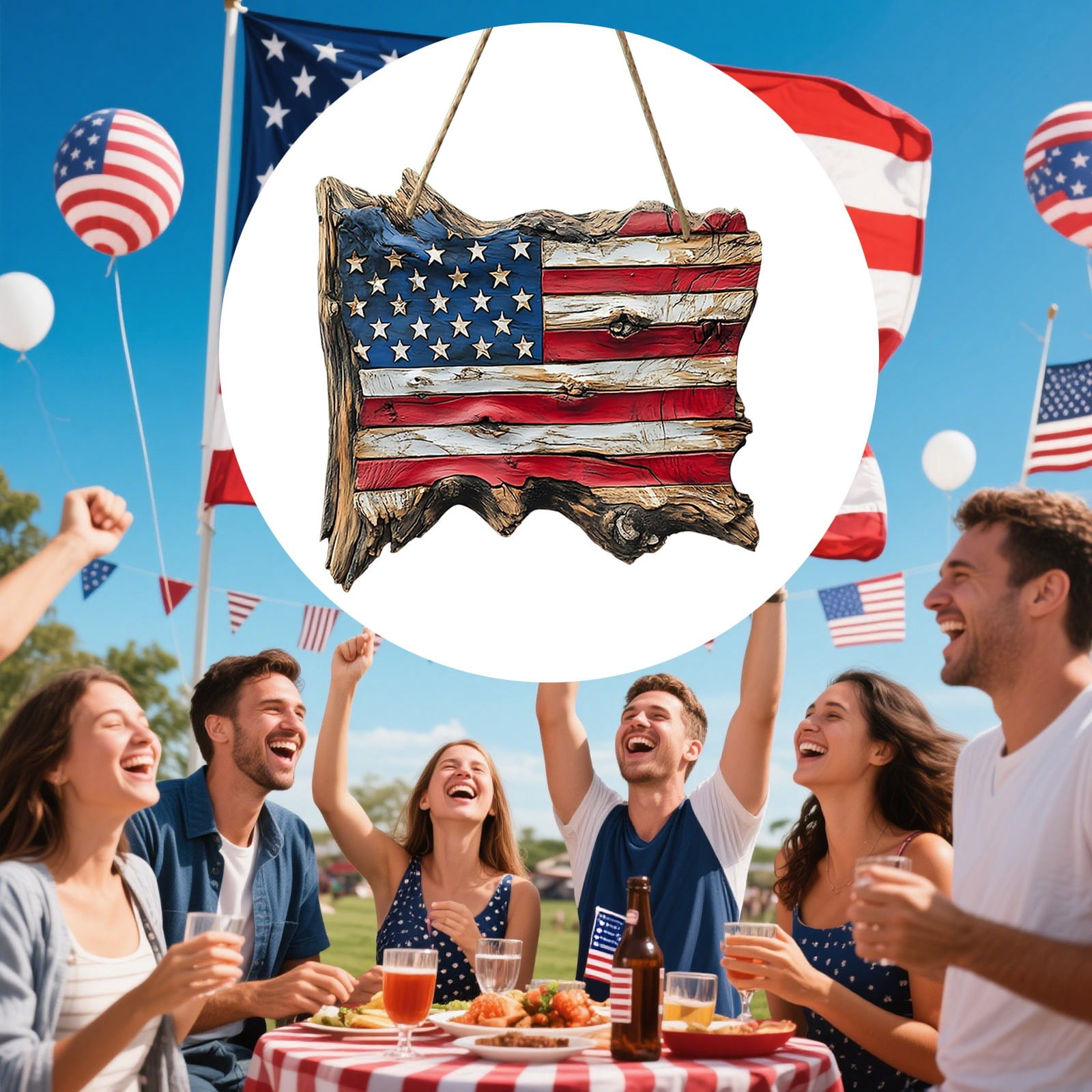 Meiiso Today'S Specials Independence Day Hanging Flag, "Independence ...