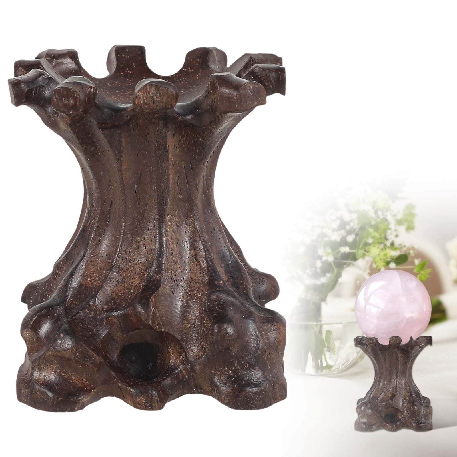 Meiiso Wooden Sphere Display Stand for Decoration, Holder Wooden Stand ...