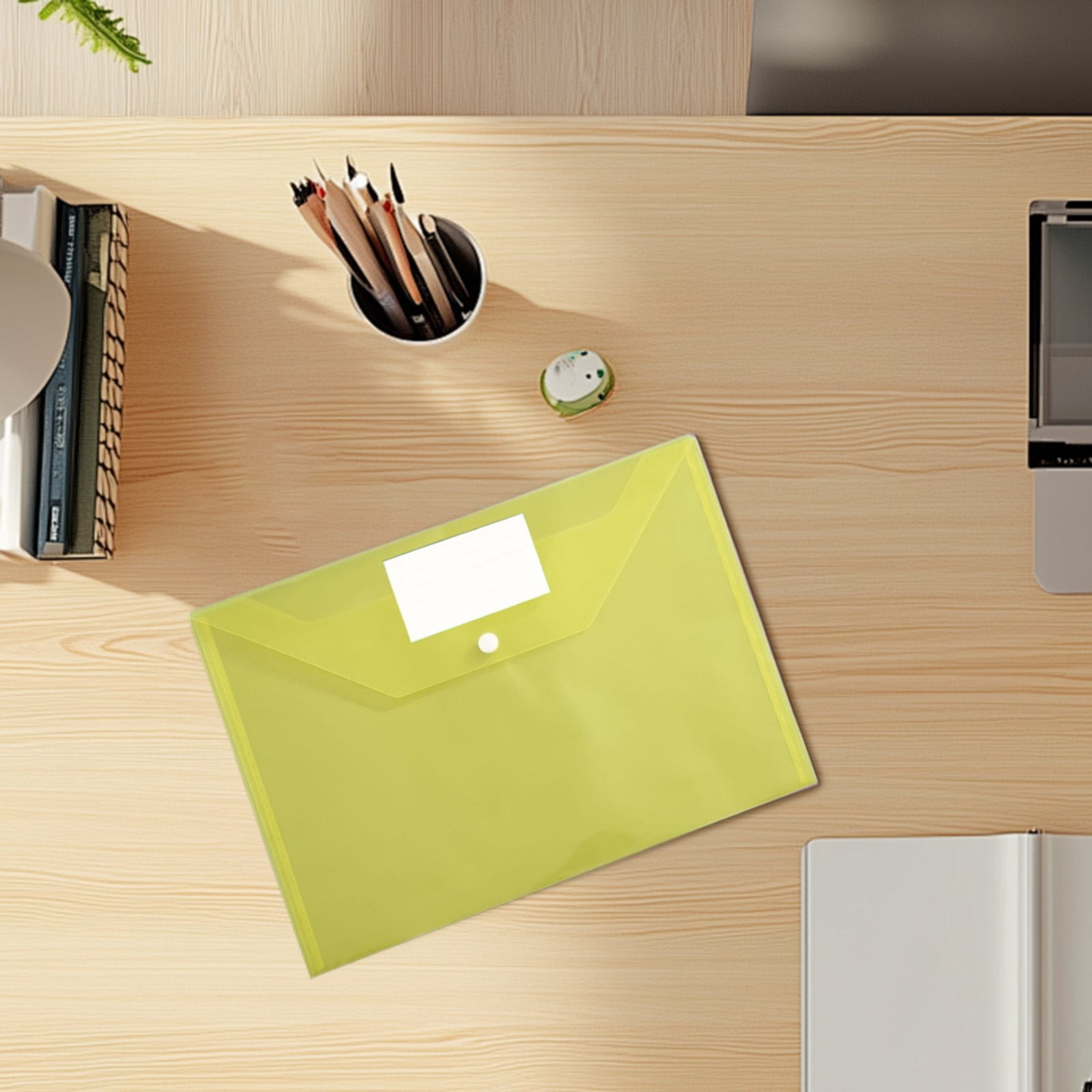 Meiiso Yellow Transparent Label File Folder, with Label Pockets and ...
