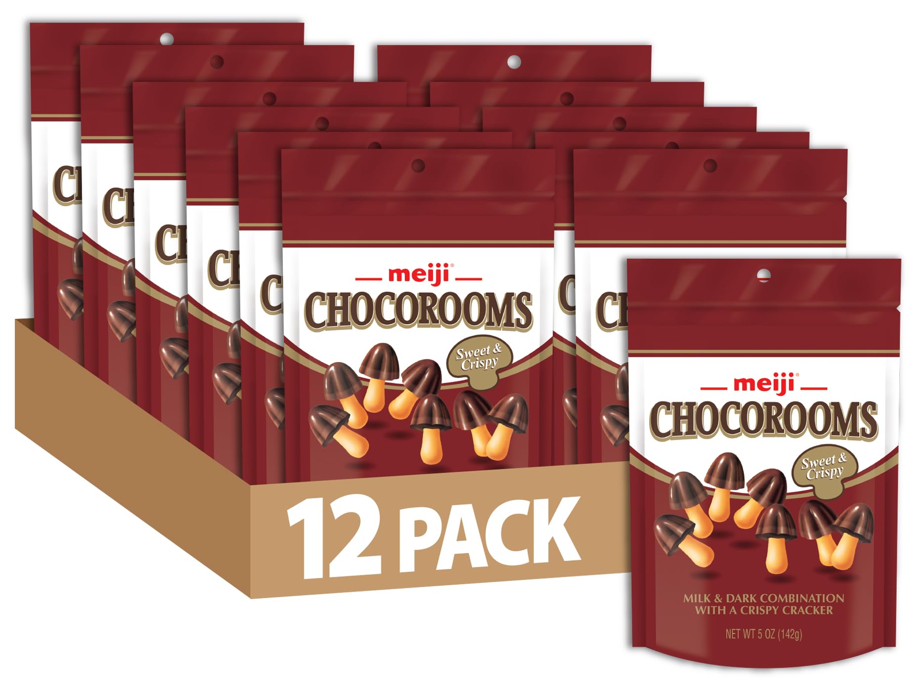 Meiji Chocorooms Crispy Crackers, ZS23 Milk and Dark Chocolate Combination - 5 oz, Pack of 12 ...