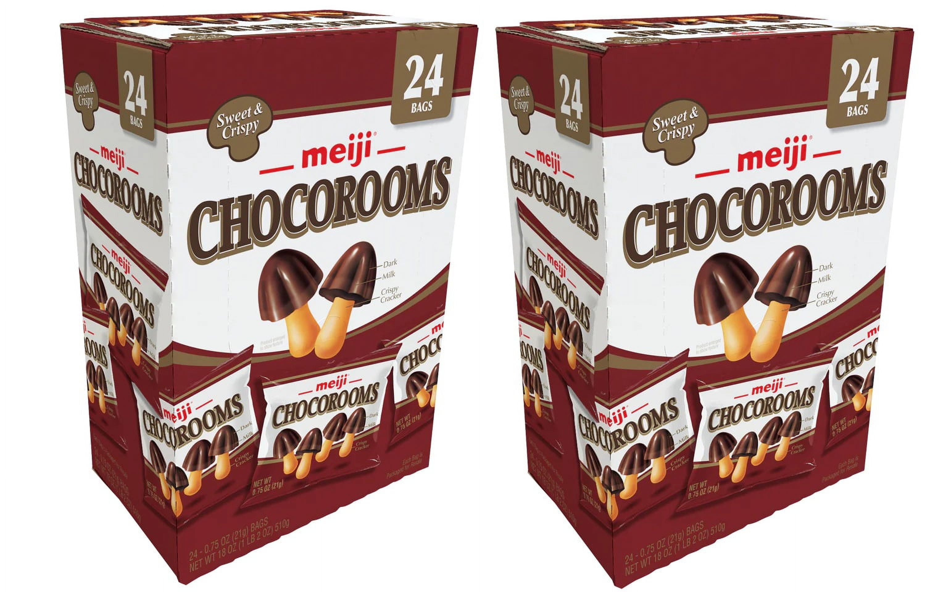 Meiji Chocorooms Snacks - Sweet & Crispy Milk and Dark Chocolate, 48 Individual 21g Bags ...