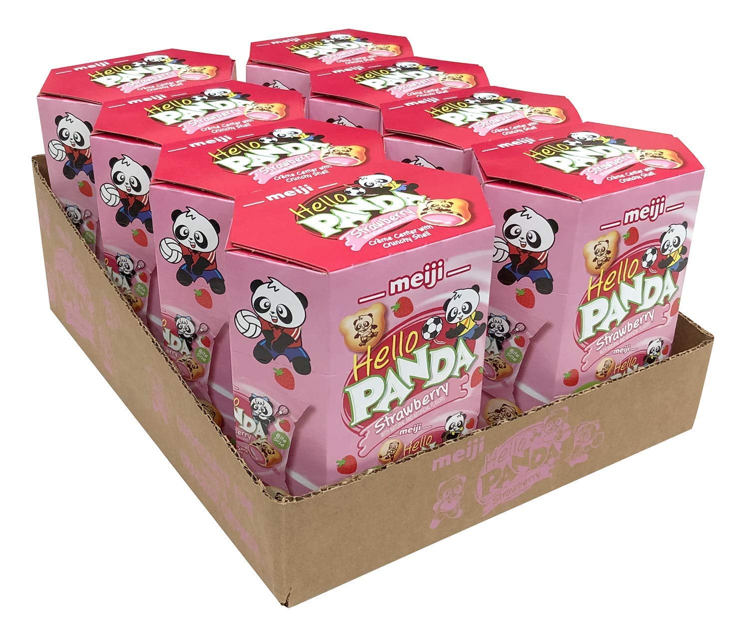 Meiji Hello Panda Cookies, Strawberry Crème Filled - 6 oz, Pack of 8 ...