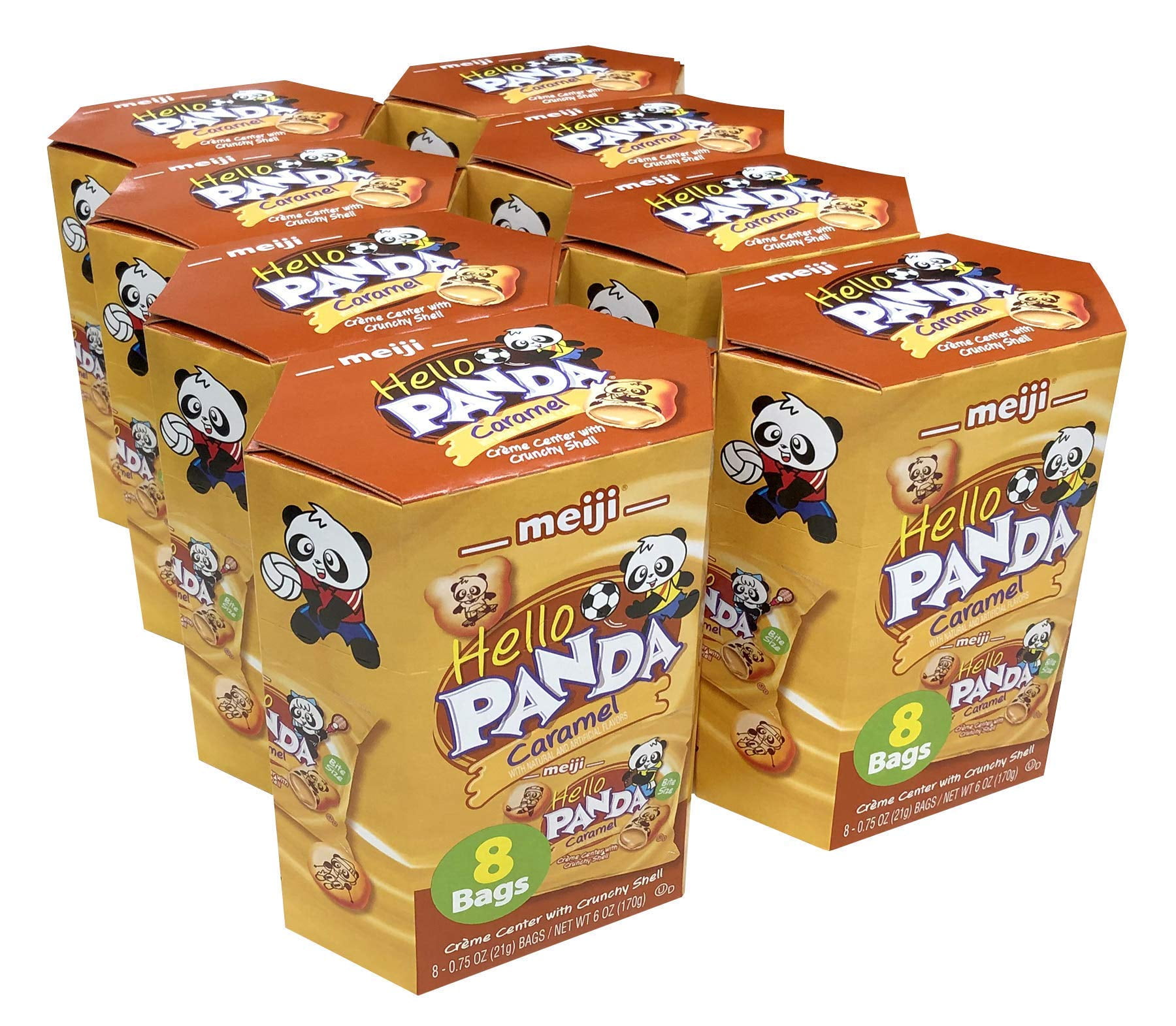 Meiji Hello Panda Cookies, VTF5 Caramel Crème Filled - 6 oz, Pack of 8 ...