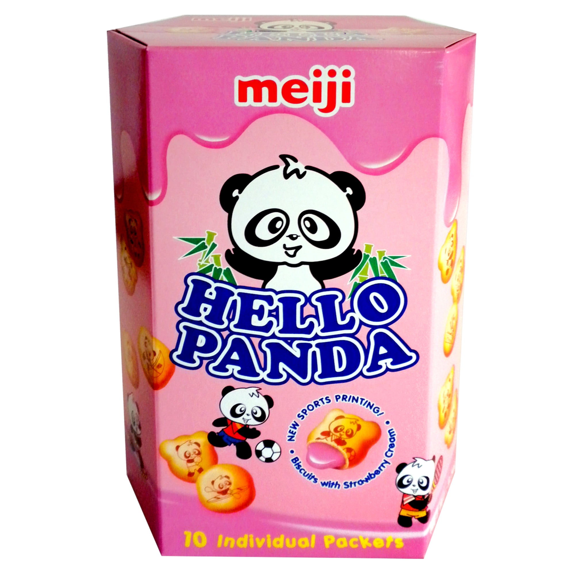 Meiji Strawberry Cream Cookies 0.91 Oz 10 Count Bite-Sized Panda-Shaped ...