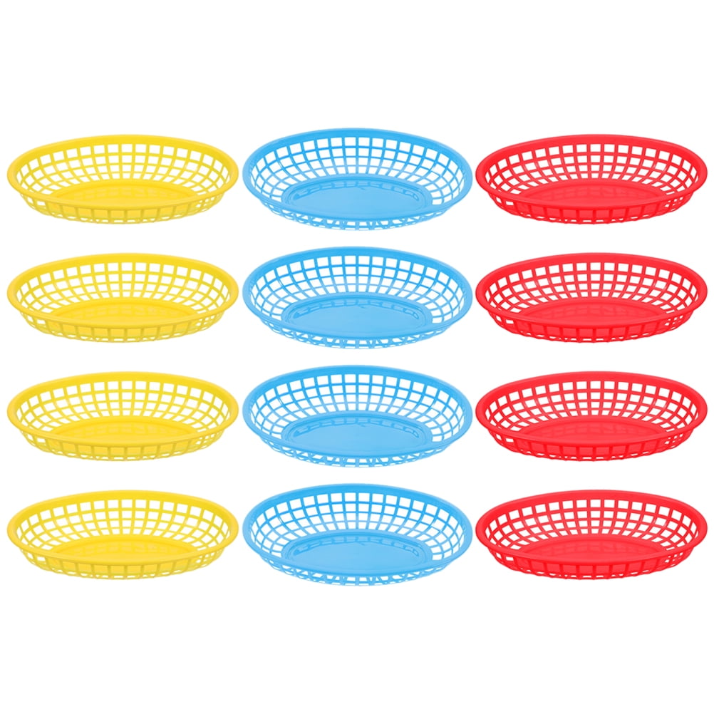 Meijiashe 12pcs Plastic Fast Food Baskets Oval Snack Serving Tray ...