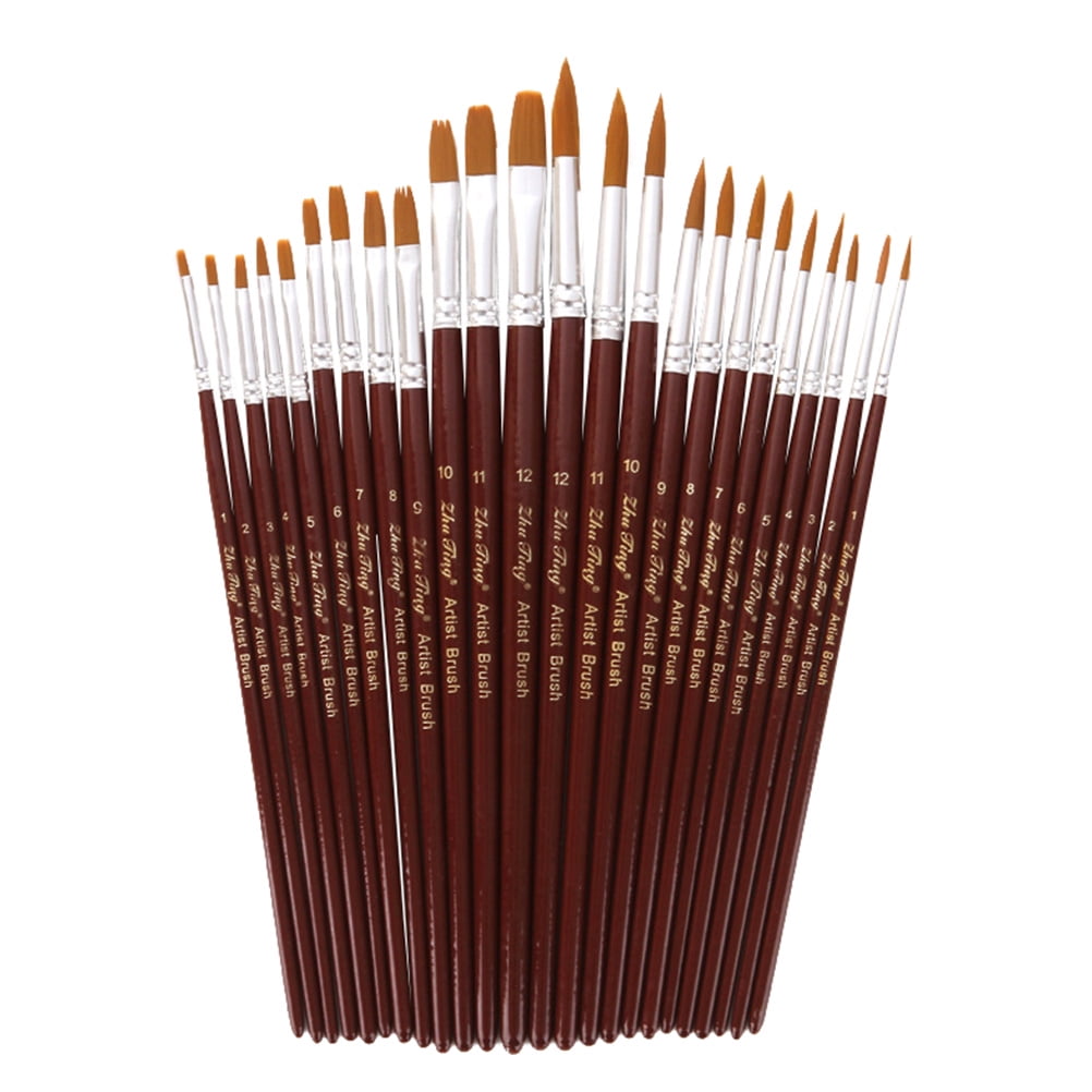 Meijiashe 24pc Prof. Paintbrush Set Wood Pole Tip Draw Watercolor Oil ...