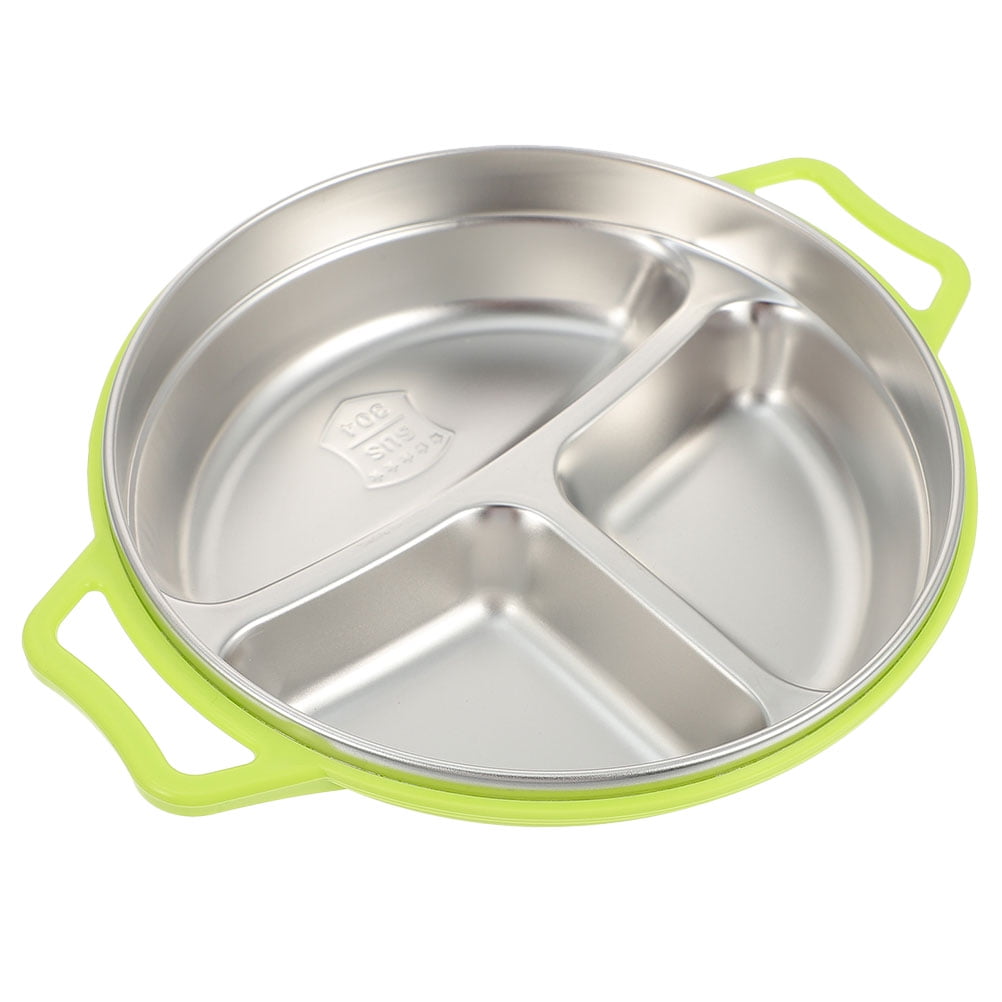 Meijiashe 3-Compartment Stainless Steel Divided Dinner Tray with Handle ...