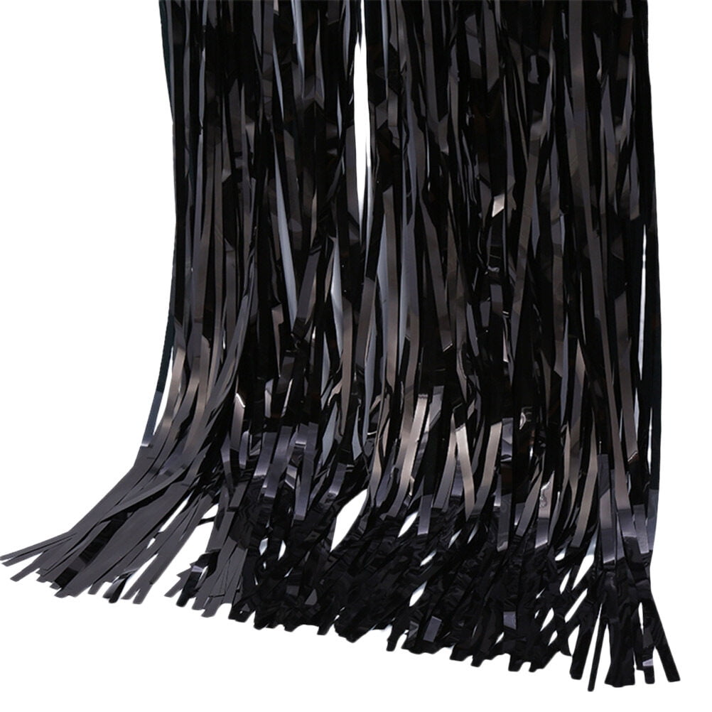 Meijiashe 3ft x 8ft Metallic Shiny Tinsel Fringe Curtain Shimmer Foil ...