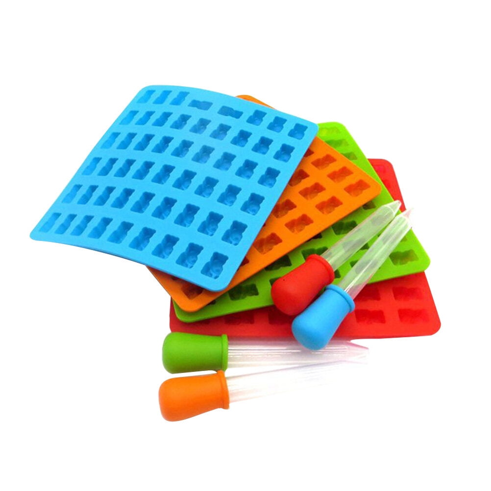 Meijiashe 4 Sets Gummy Bear Candy Chocolate Mold Silicone Cake Molds ...