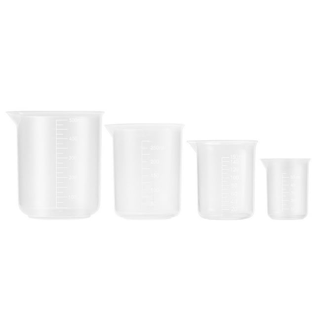 Meijiashe 4pcs 50ml / 150ml / 250ml / 500ml Plastic Graduated Beakers ...