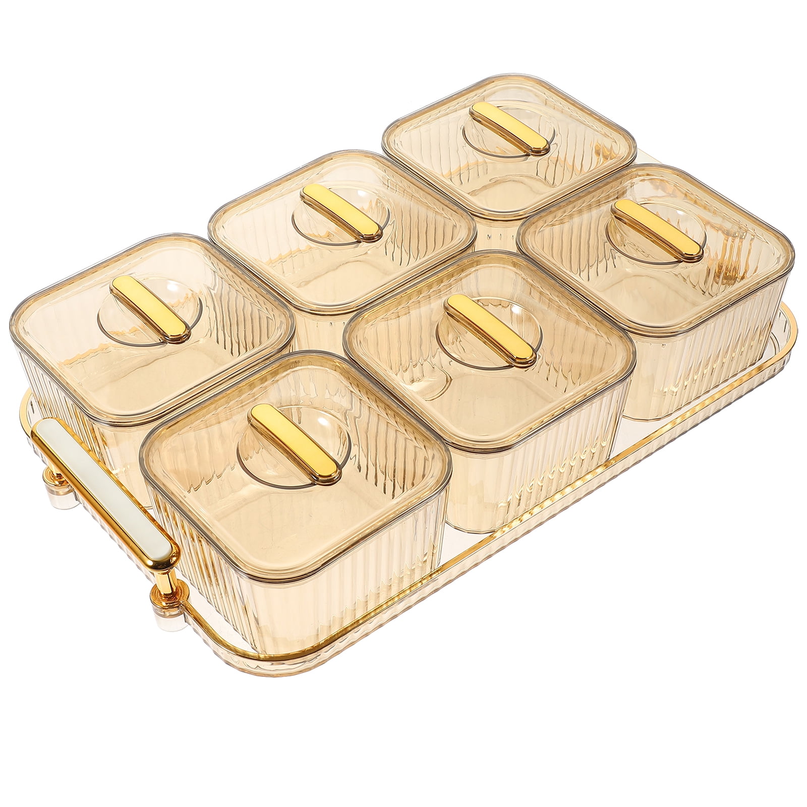 Meijiashe Dry Fruit Tray with Lid & 6 Removable Dip Bowls for Party ...