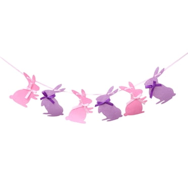 2.9 Meters Easter Banners Rabbit Shape Banners with Colorful Bowknot ...